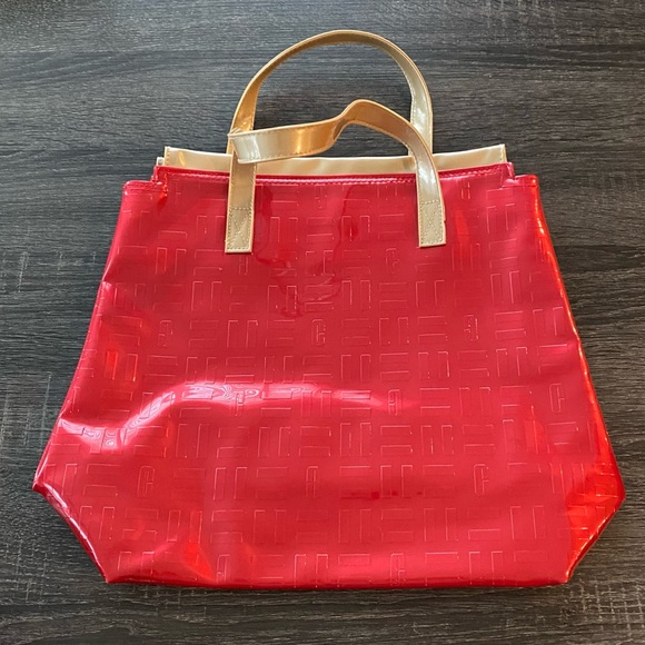 Clinique | Bags | New Clinique Shiny Red Vinyl Tote Bag Makeup Bag ...